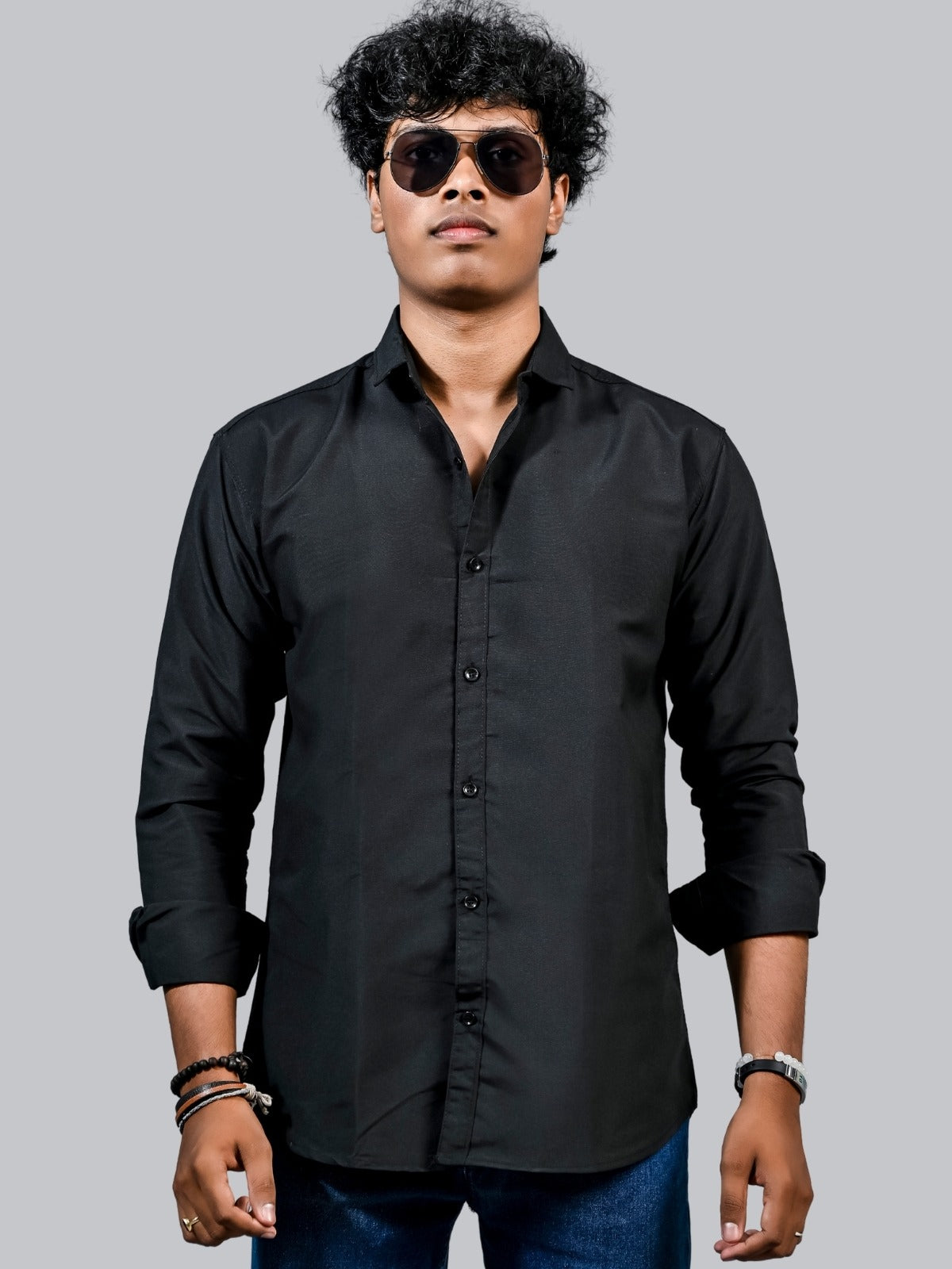 Mens solid Black Full Sleeve Cotton shirt – QuaClo